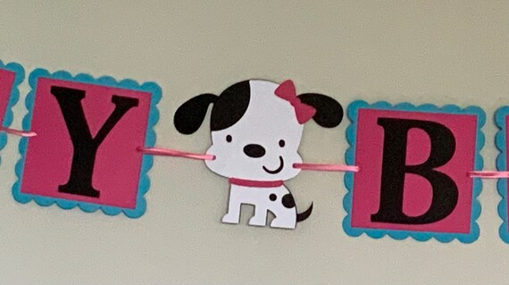 Pink Blue Puppy Happy Birthday Banners Puppy Dog by Scraptags | Catch ...