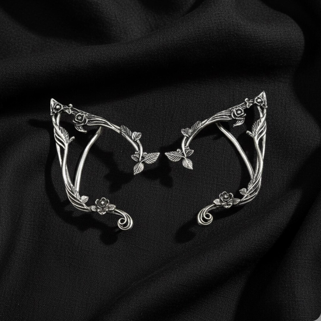 Enchanted Ear Cuff, Floral Fairy Ear Wrap, Fantasy Leaf Ear Clip ...