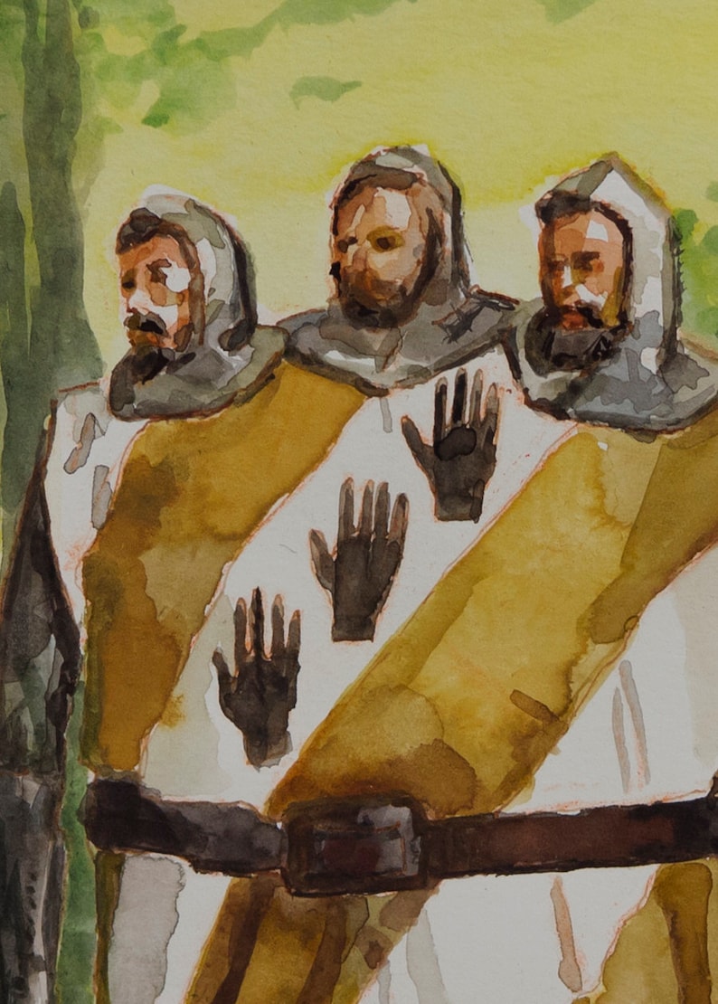 Monty Python Watercolor 6x8 Three-headed Giant - Etsy