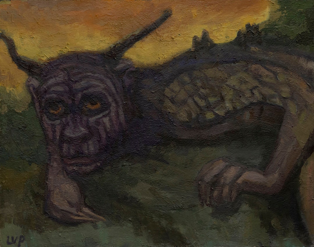 Humbaba, Oil Painting on Arches Paper 14x11in 2022 - Original by Louie ...