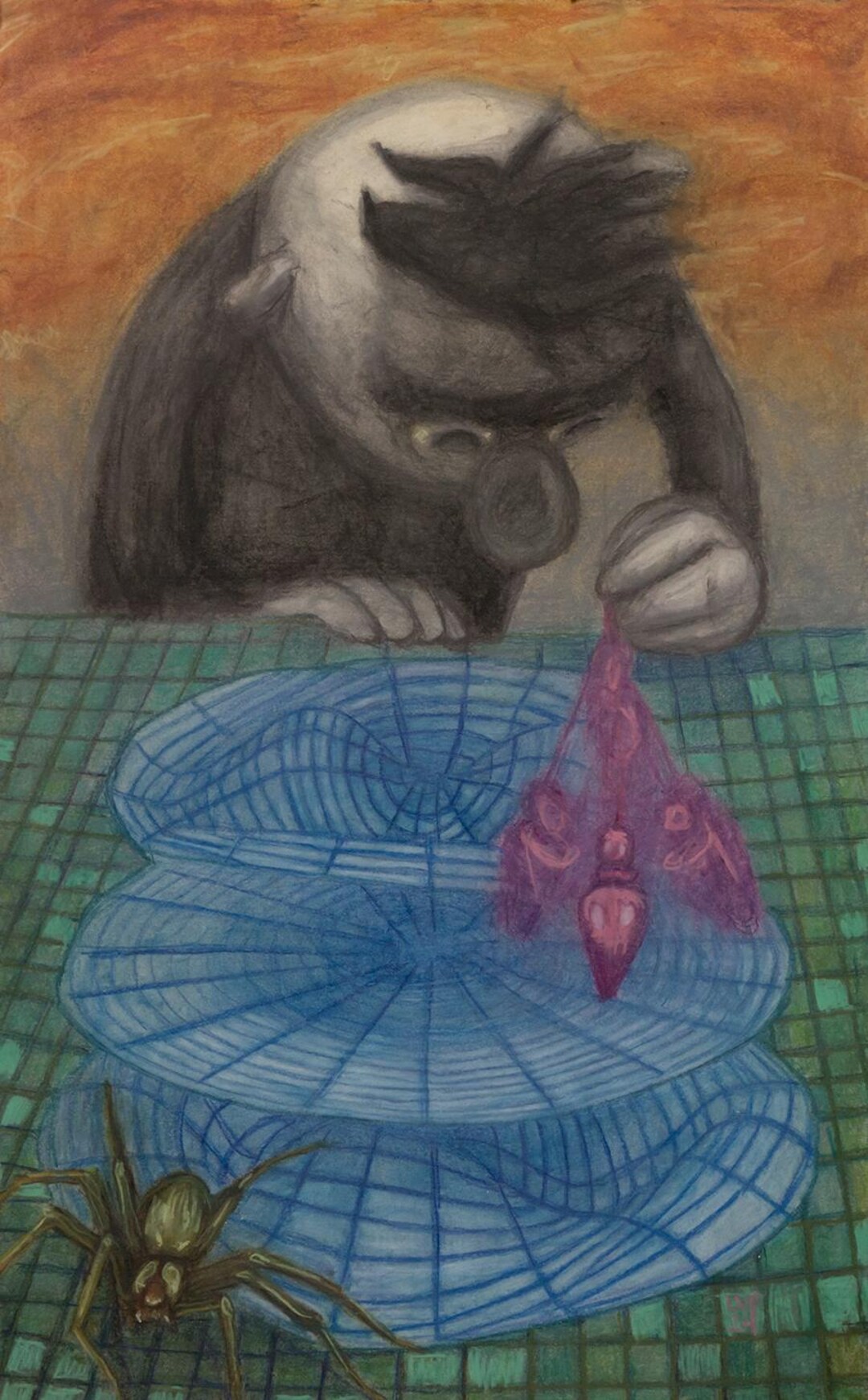 The Thinker and the Thought VI, Original Drawing 14x22.5in by Louie Van ...