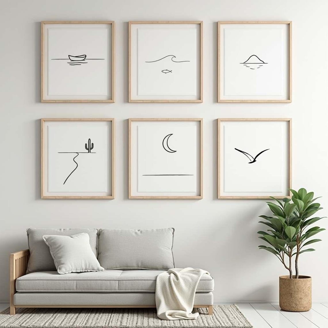 10 Minimalist Ink Art Prints – Black & White Line Drawings, Calm Wall ...