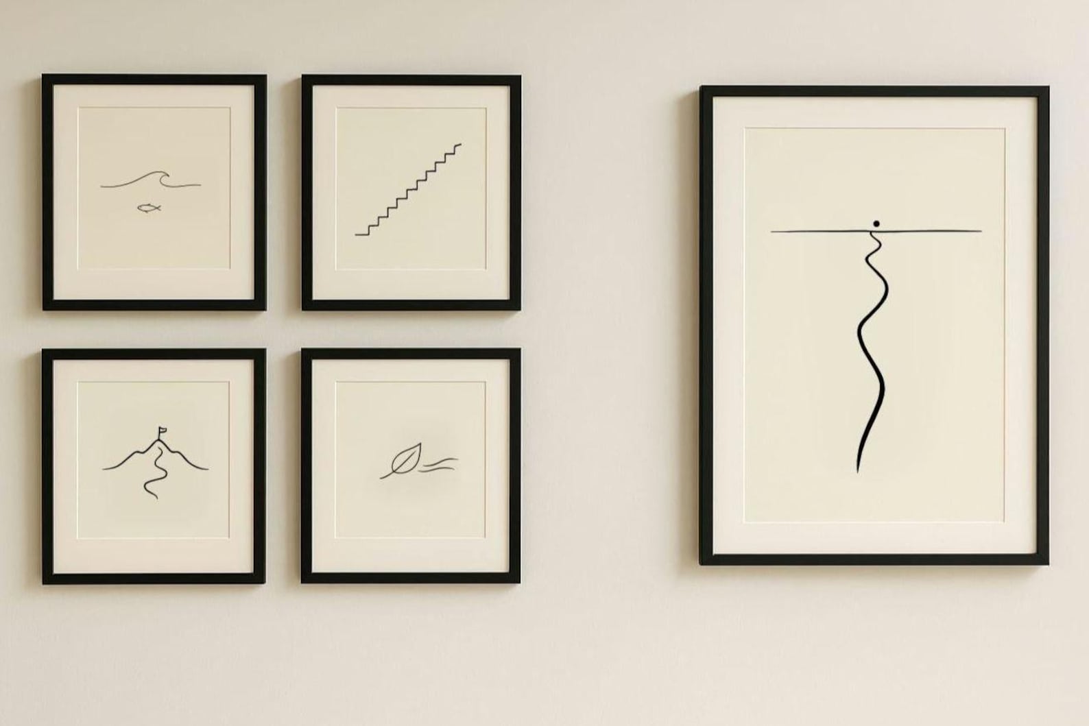 10 Minimalist Ink Art Prints – Black & White Line Drawings, Calm Wall ...