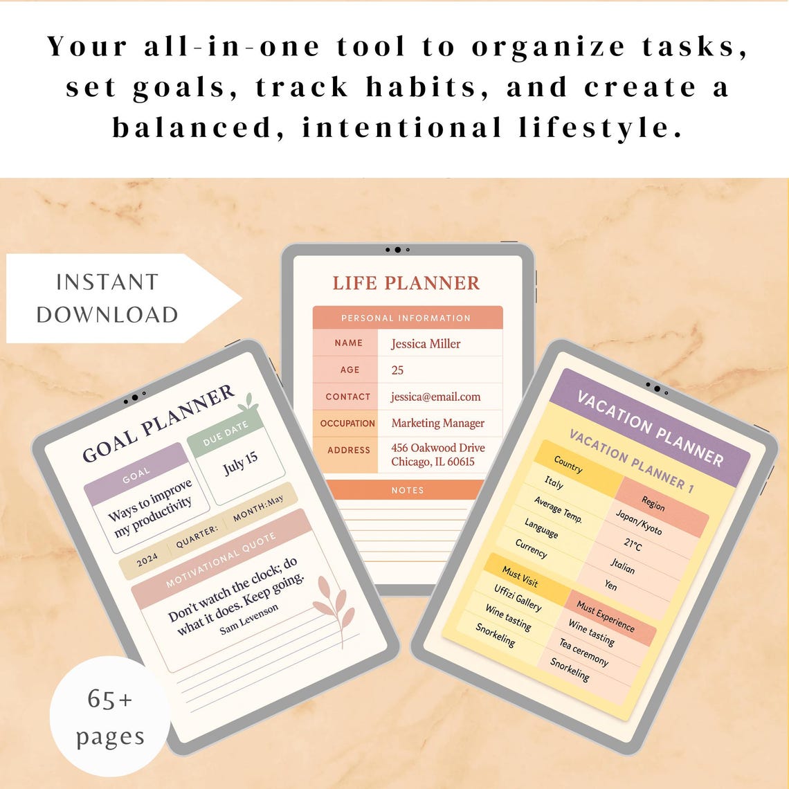 Printable Life Planner: Daily, Weekly, Monthly Organizer (digital ...
