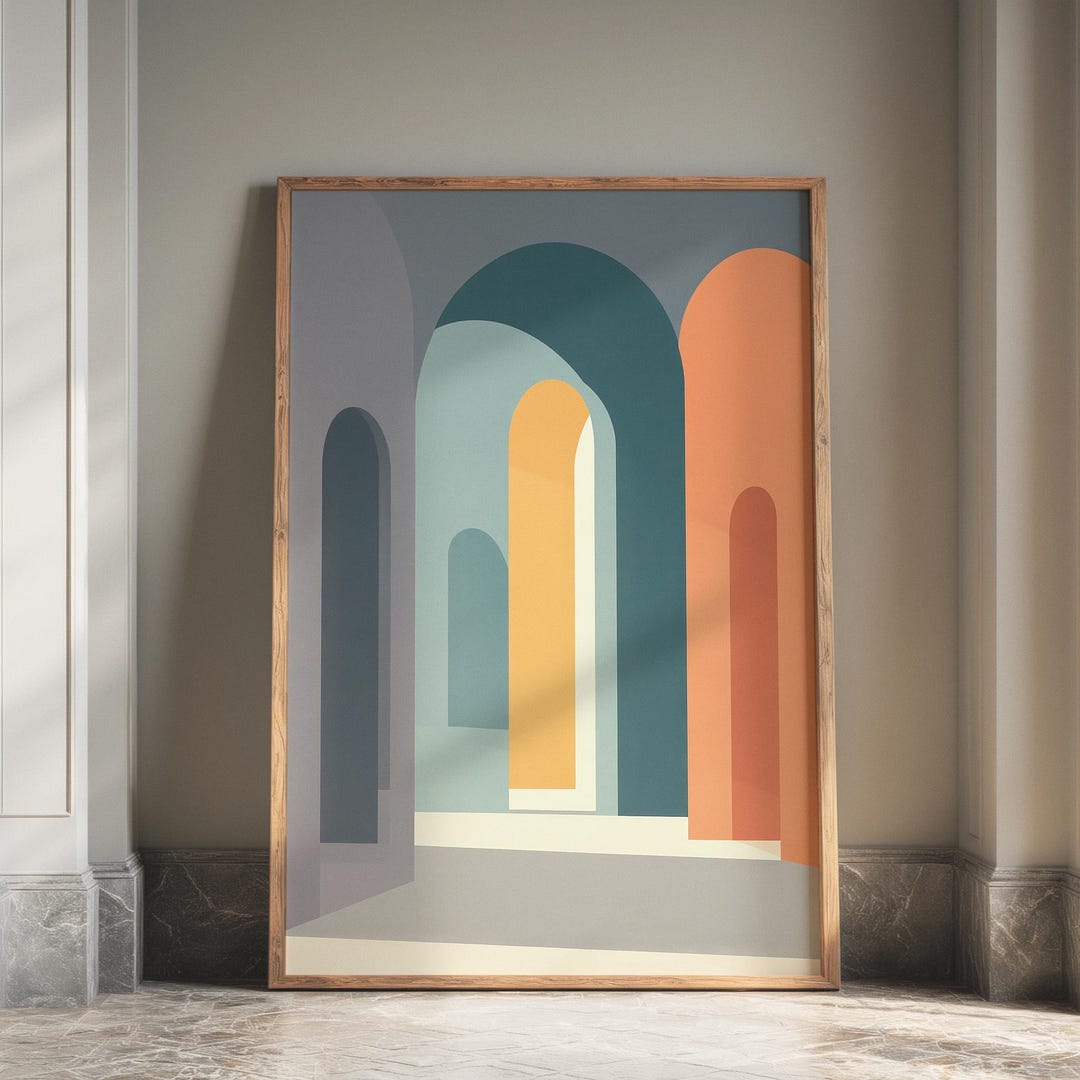 Spatial Arches Print | Mid Century Modern Abstract Poster | Bauhaus ...