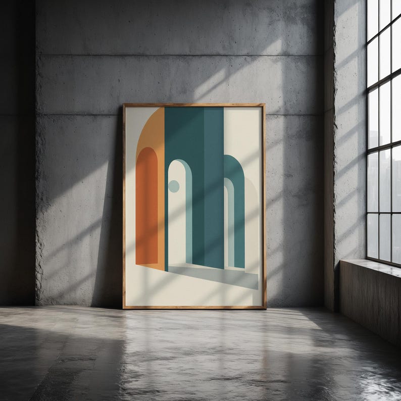 Modular Geometry Poster | Bauhaus Mid Century Wall Art | Abstract ...