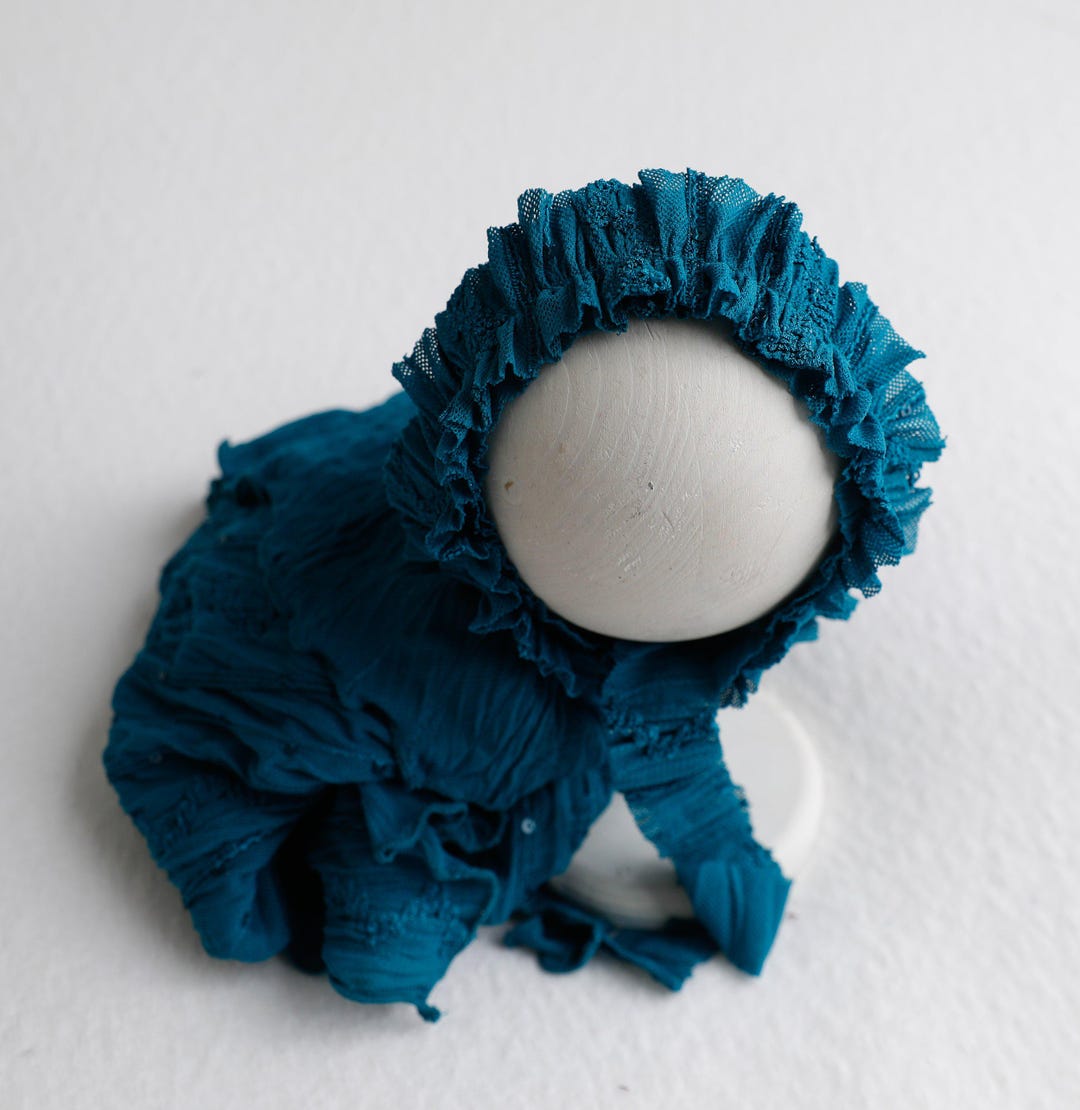 Teal Ruffle Complete Set | Bonnet, Wrap & Pillowcase | Deep Turquoise ...