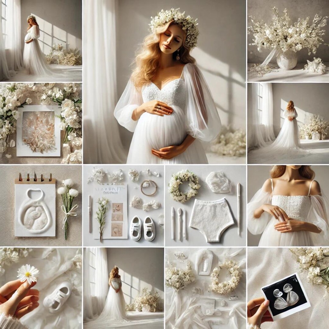Ethereal Maternity Moodboard Template - Draggable Photo Frames - White ...