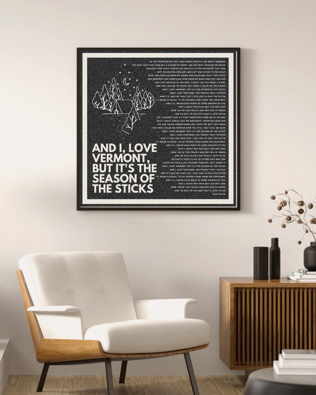 NK Inspired Lyric Poster | Stick Season | Dark Aesthetic Wall Art ...
