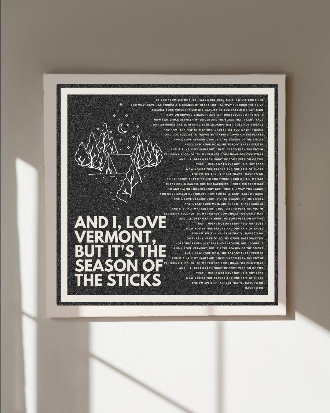 NK Inspired Lyric Poster | Stick Season | Dark Aesthetic Wall Art ...