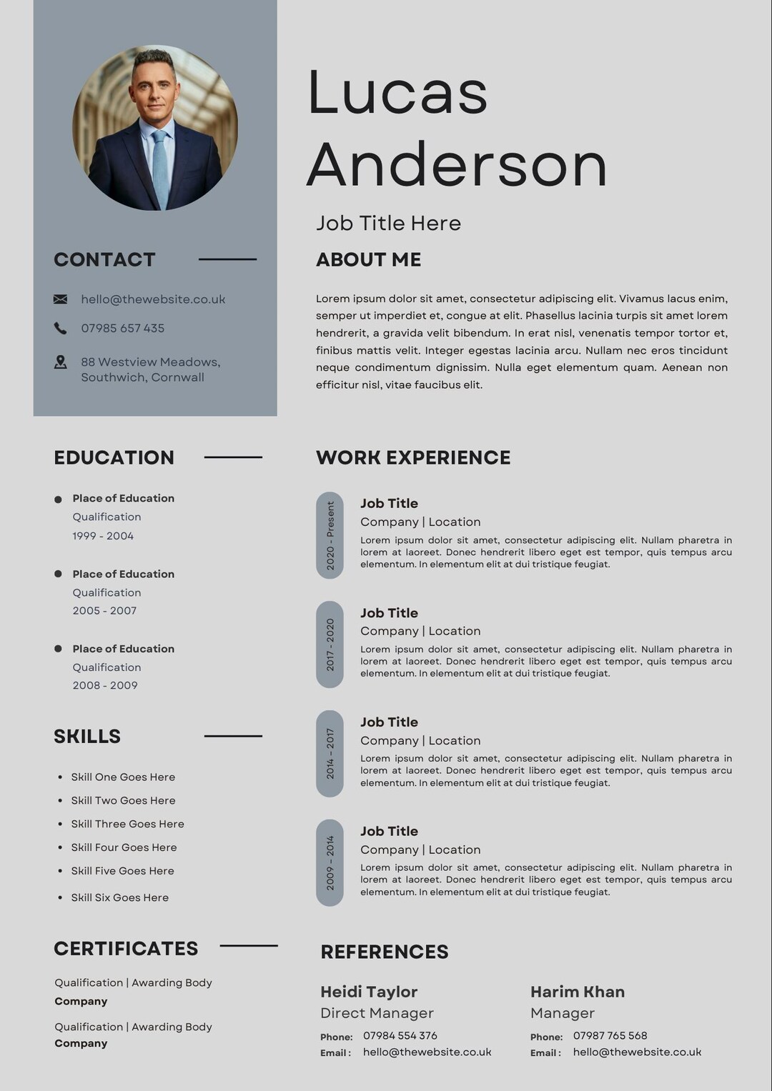 15 One-page CV Templates for Use on Canva - Etsy