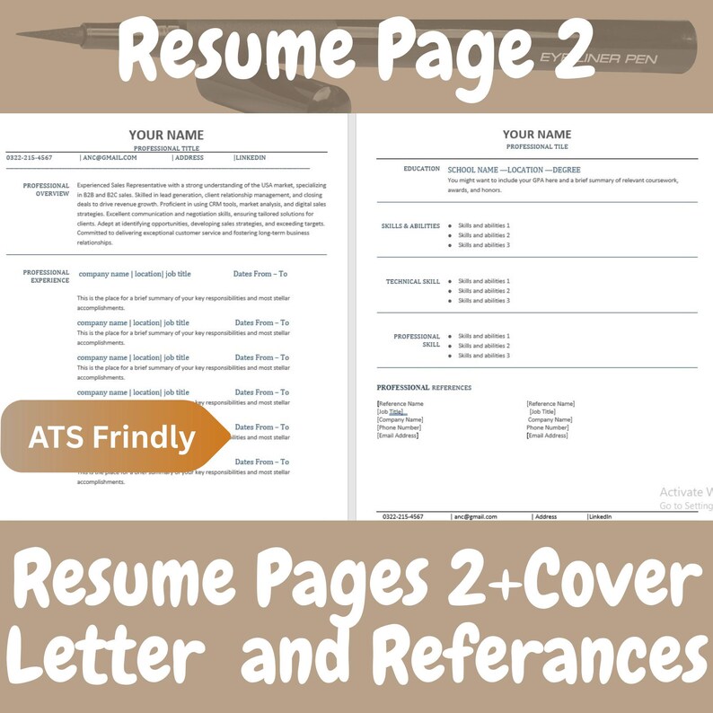 ATS Friendly Resume Template Word, Pages, Google Docs, ATS Resume, ATS ...