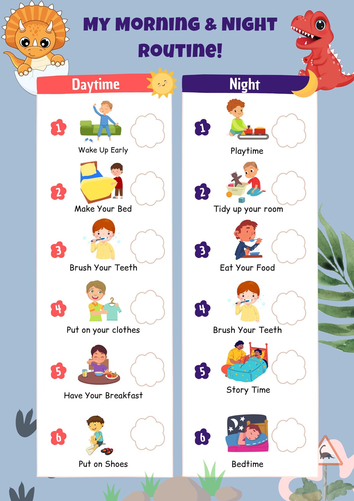 Printable Kids Routine Chart: Visual Schedule & Reward System (PDF ...