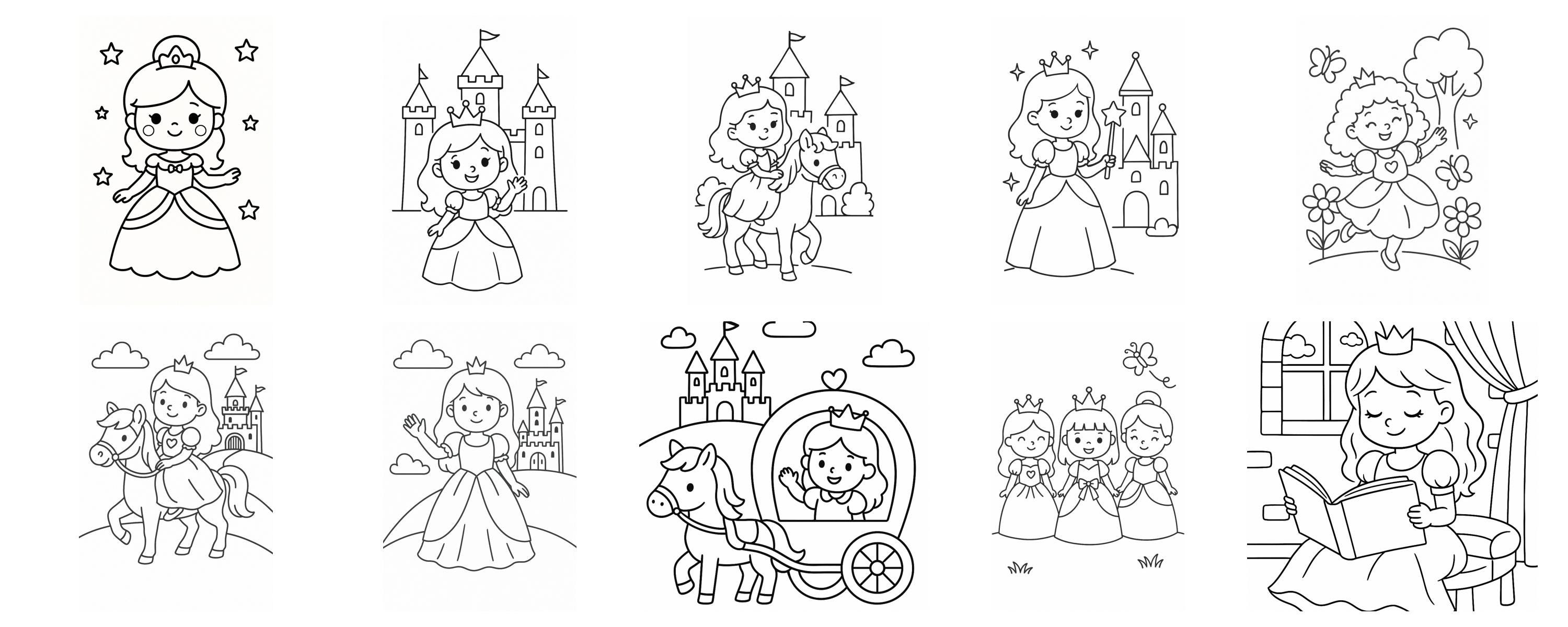 Princess & Castle Coloring Pages for Kids – 10 Fun Sheets! - Etsy