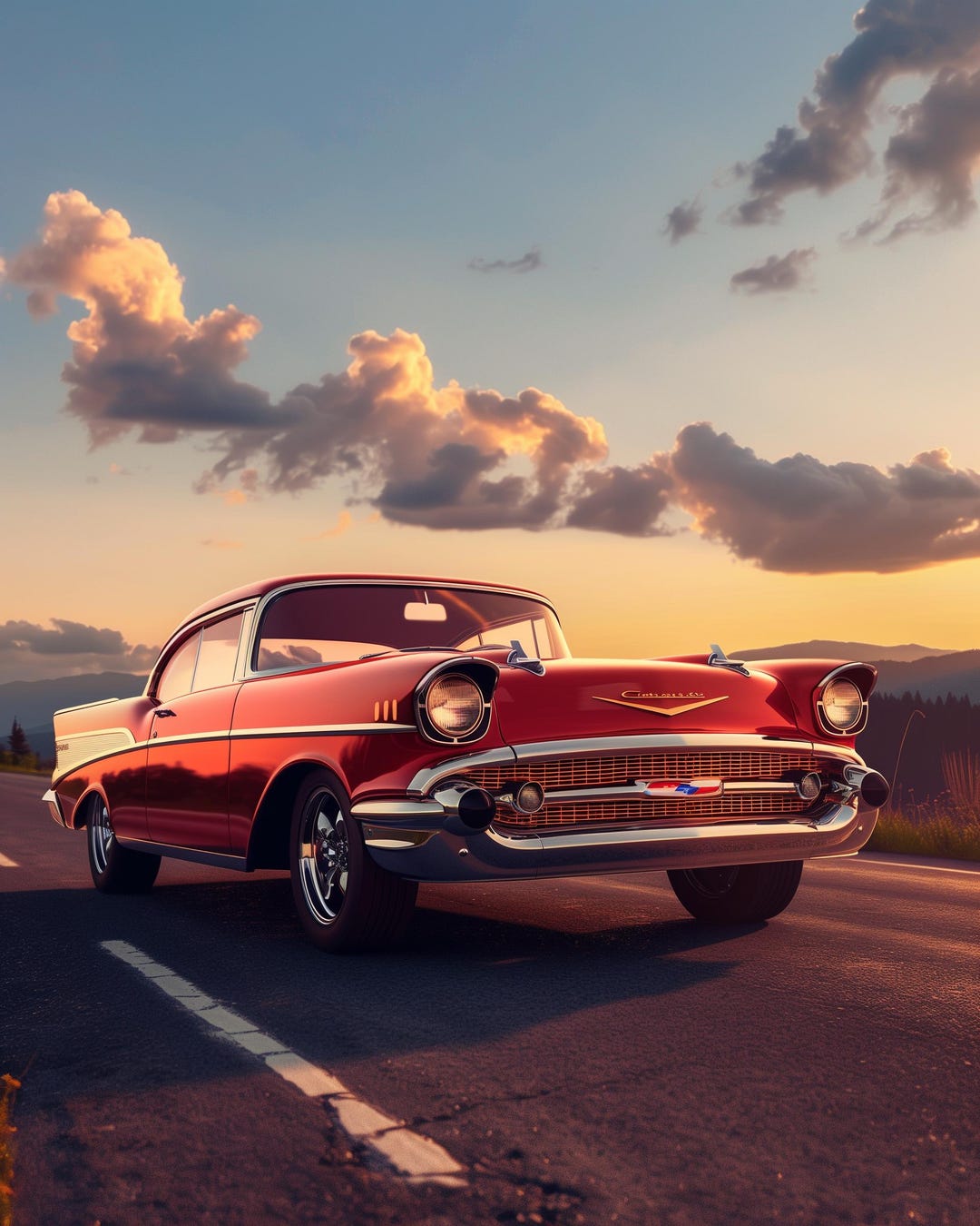 Vintage Car Wall Art, Classic Car Poster, Hyperrealistic Retro Car ...