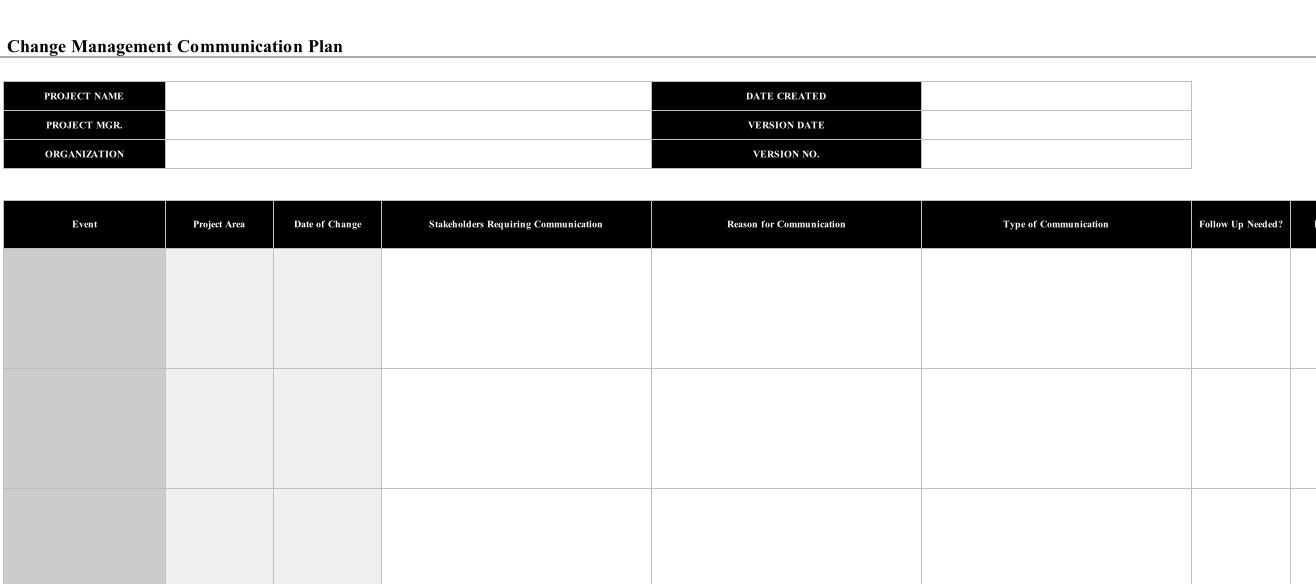 Simple Change Management Communication Template Project Management ...