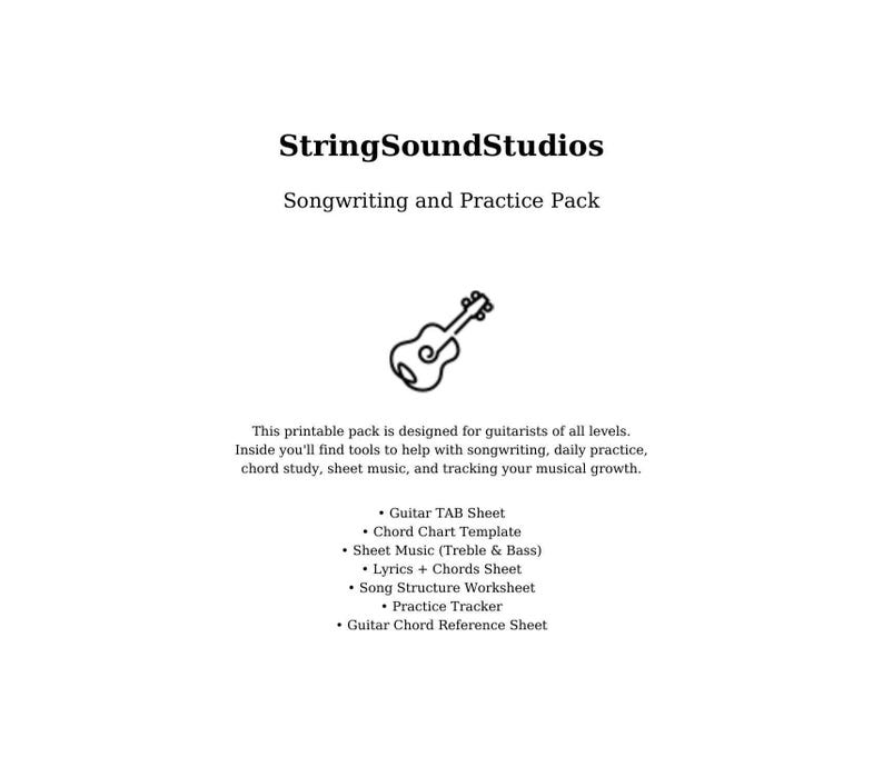 Guitar Songwriting & Practice Printable Pack | Digital Download | TAB ...