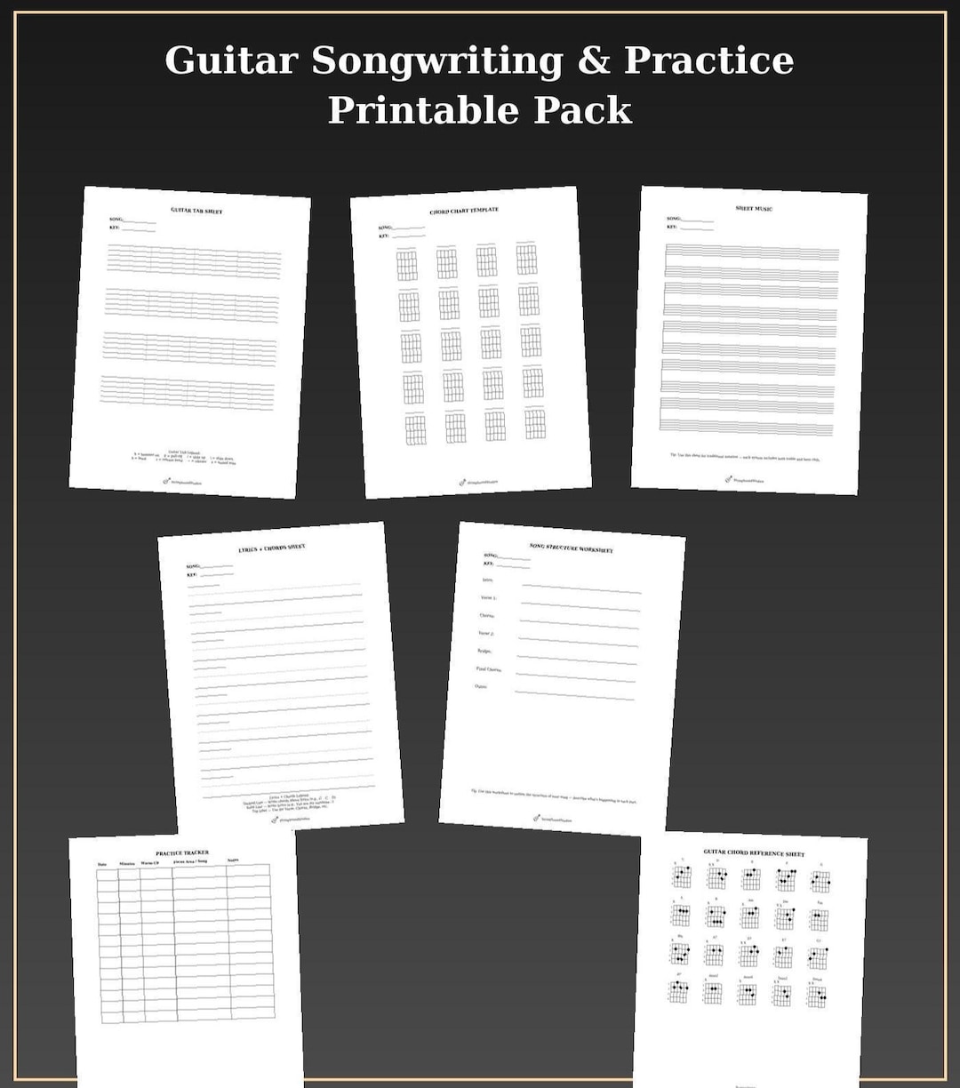 Guitar Songwriting & Practice Printable Pack | Digital Download | TAB ...