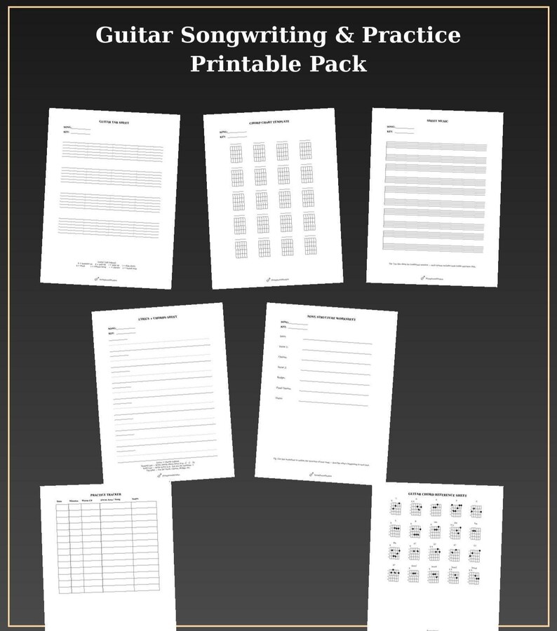 Guitar Songwriting & Practice Printable Pack | Digital Download | TAB ...