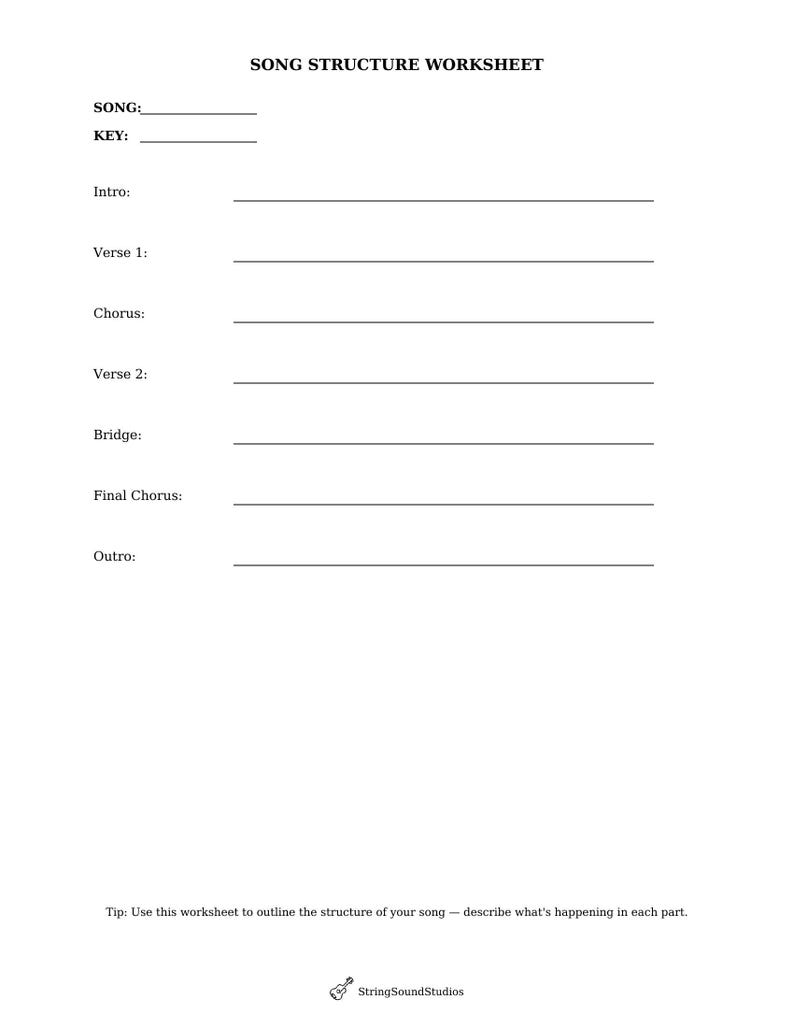 Guitar Songwriting & Practice Printable Pack | Digital Download | TAB ...