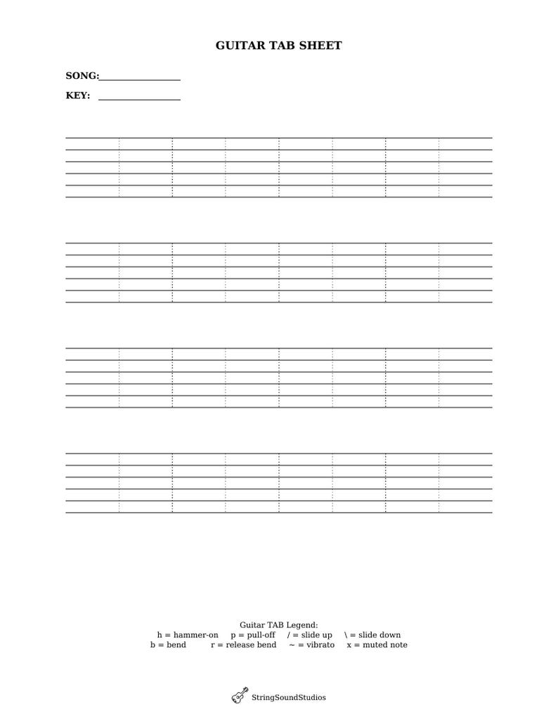 Guitar Songwriting & Practice Printable Pack | Digital Download | TAB ...