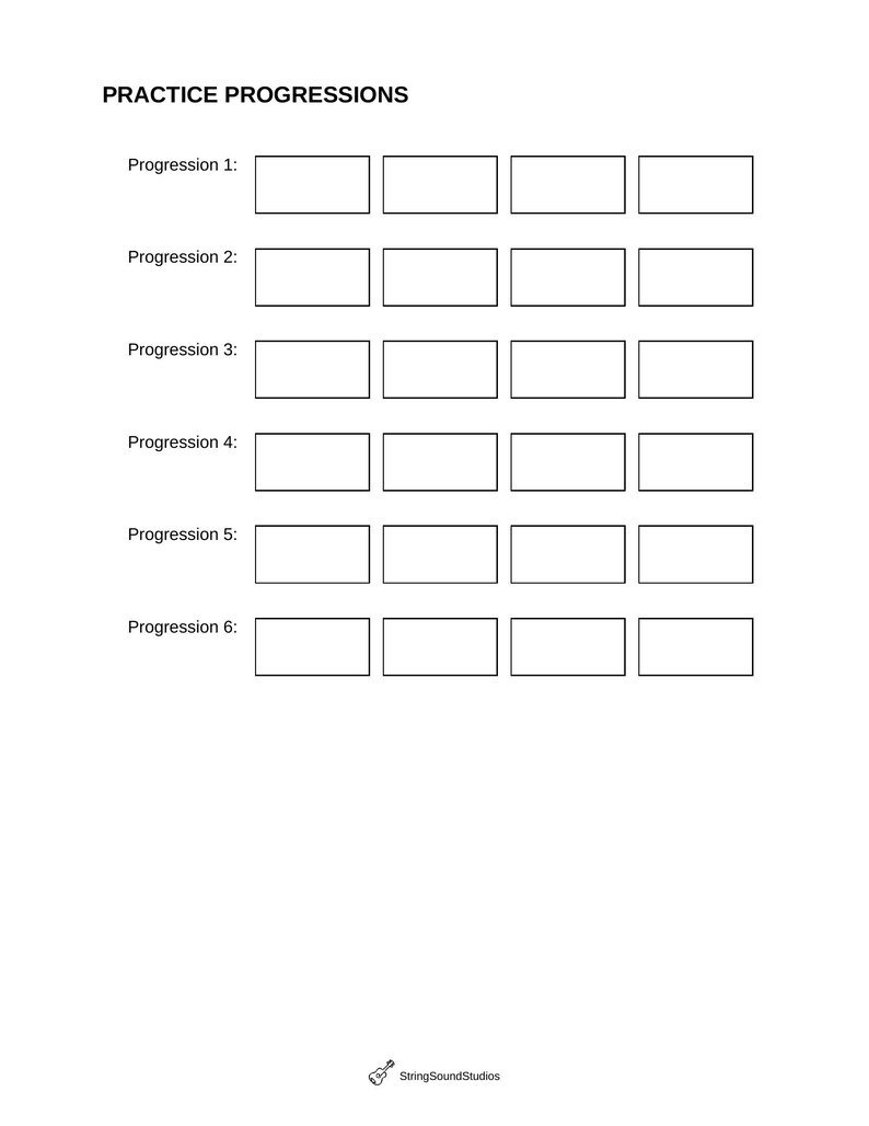 Beginner Guitar Chord Progression Sheets | Printable Music Practice ...
