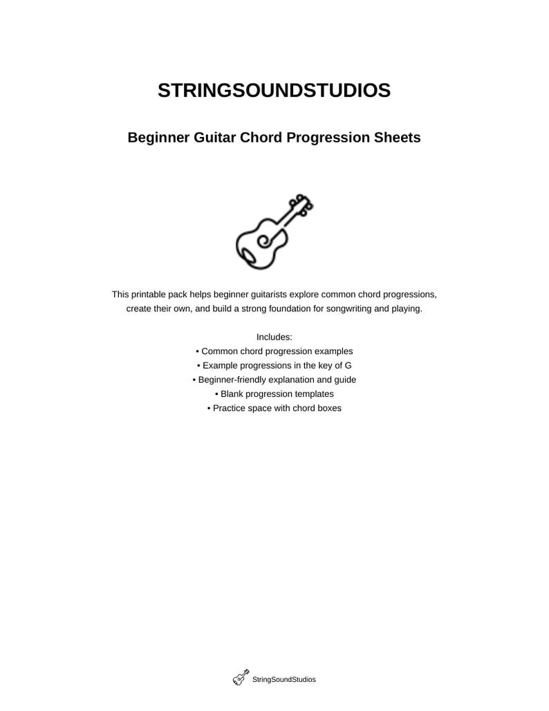 Beginner Guitar Chord Progression Sheets | Printable Music Practice ...