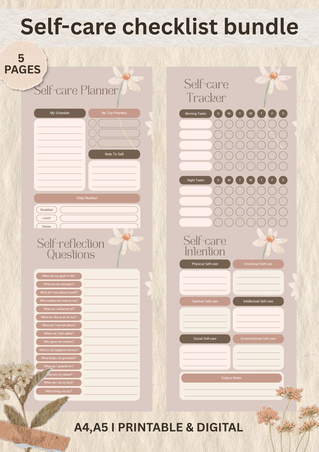 Self-care Checklist Planner, Ultimate Self-care Planner & Checklist ...