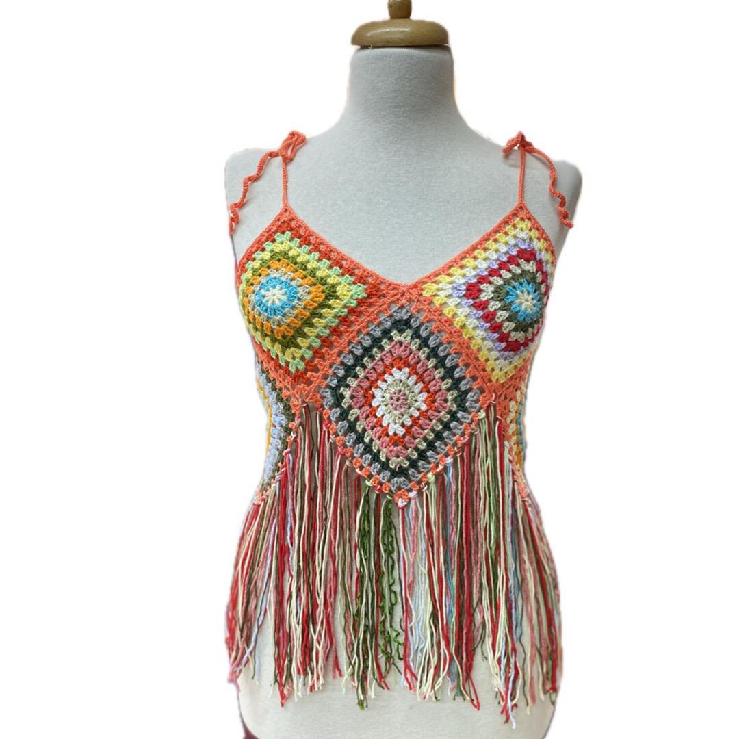 Handmade Crochet Bustier, Crochet Top, Boho Crochet Top, Colorful ...