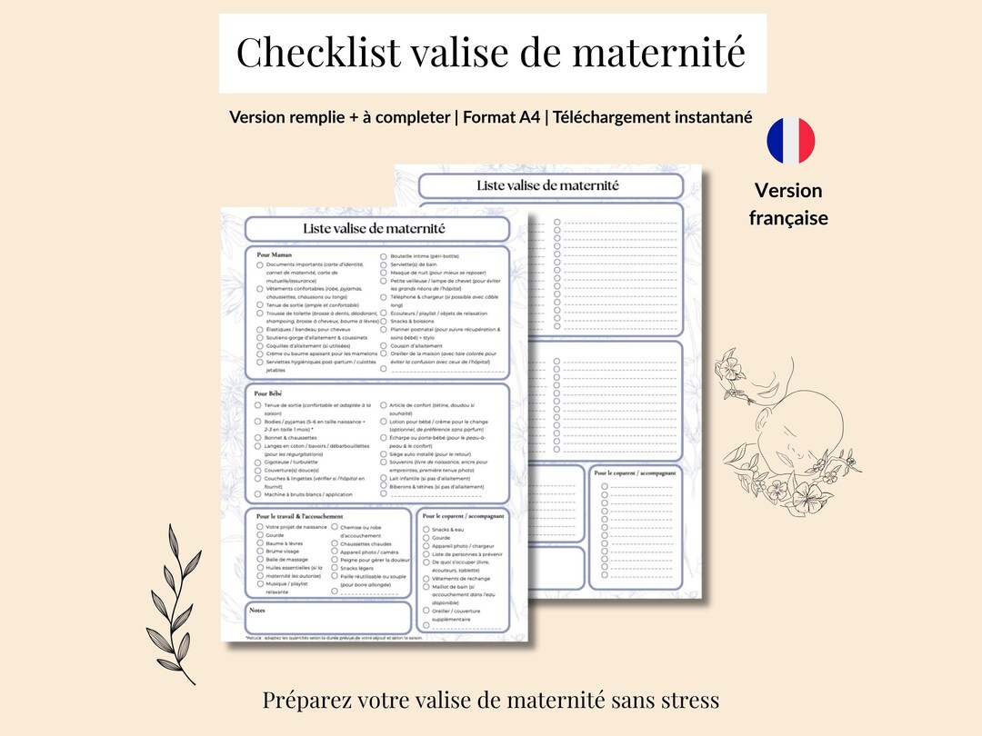Printable Maternity Bag Checklist – Complete List for Expectant Mothers ...