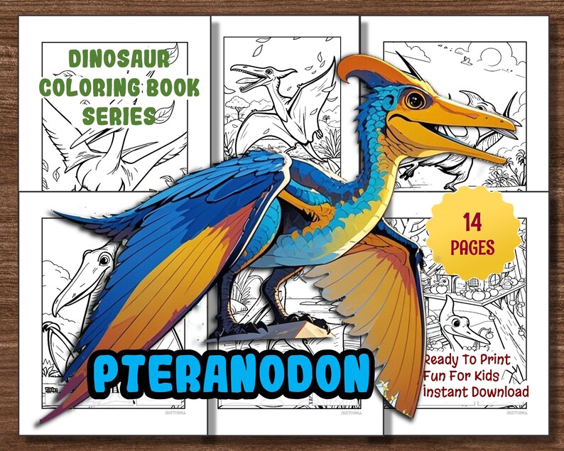 Pteranodon Dinosaur Coloring Book for Kids – 14 Fun Printable Pages ...