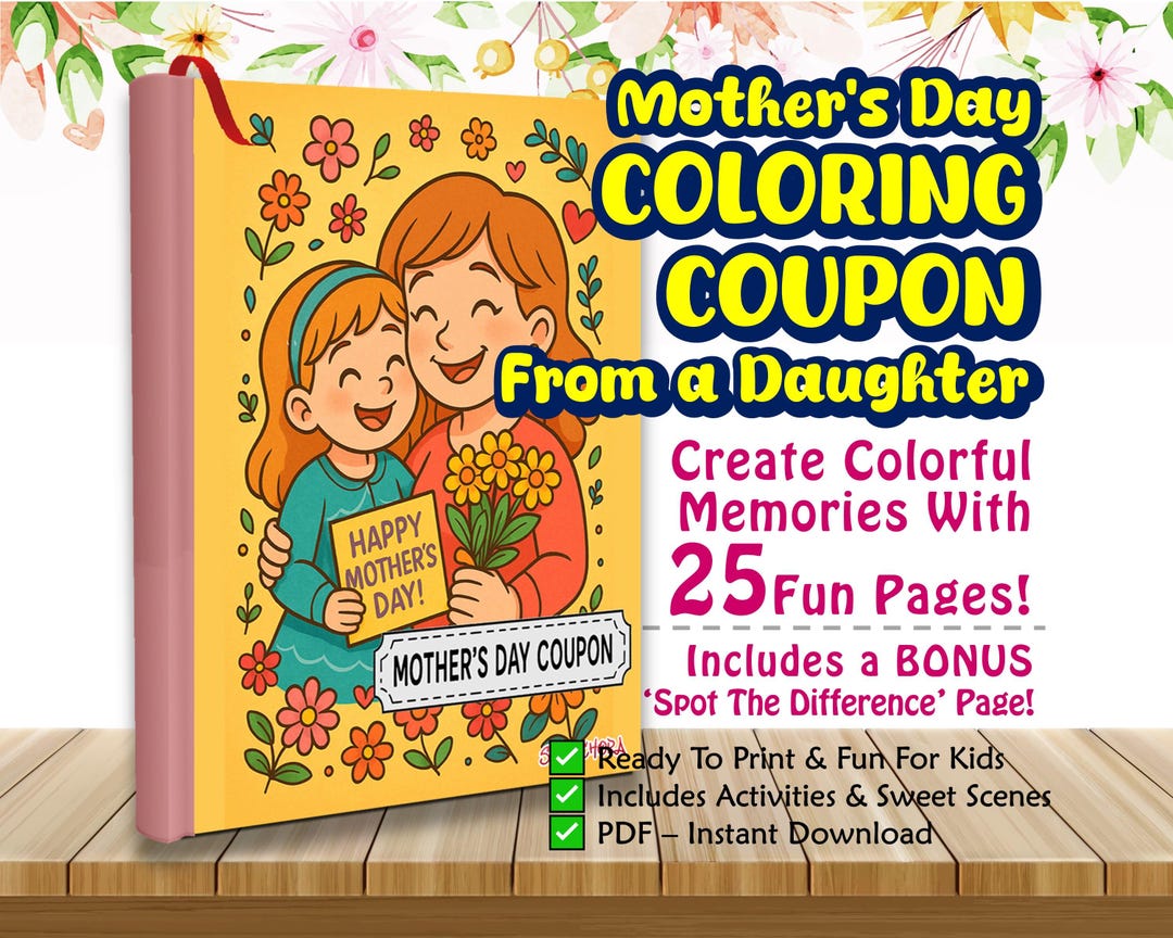 Mother’s Day Coloring Coupon Book From Daughter – 25 Fun Pages ...