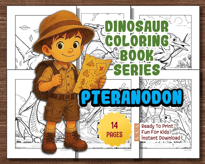 Pteranodon Dinosaur Coloring Book for Kids – 14 Fun Printable Pages ...