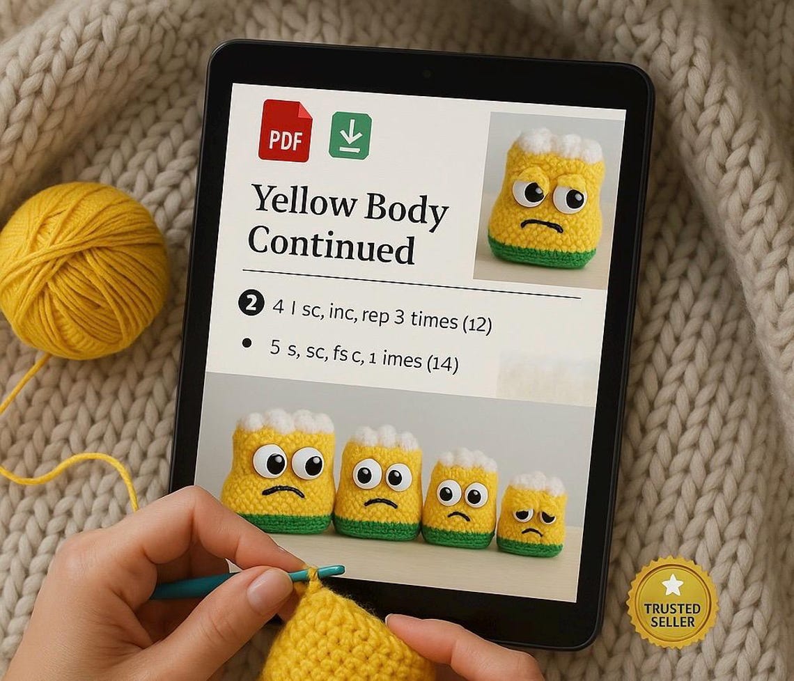 Funny Sponge Family Crochet Pattern PDF – Easy No-sew Amigurumi for ...