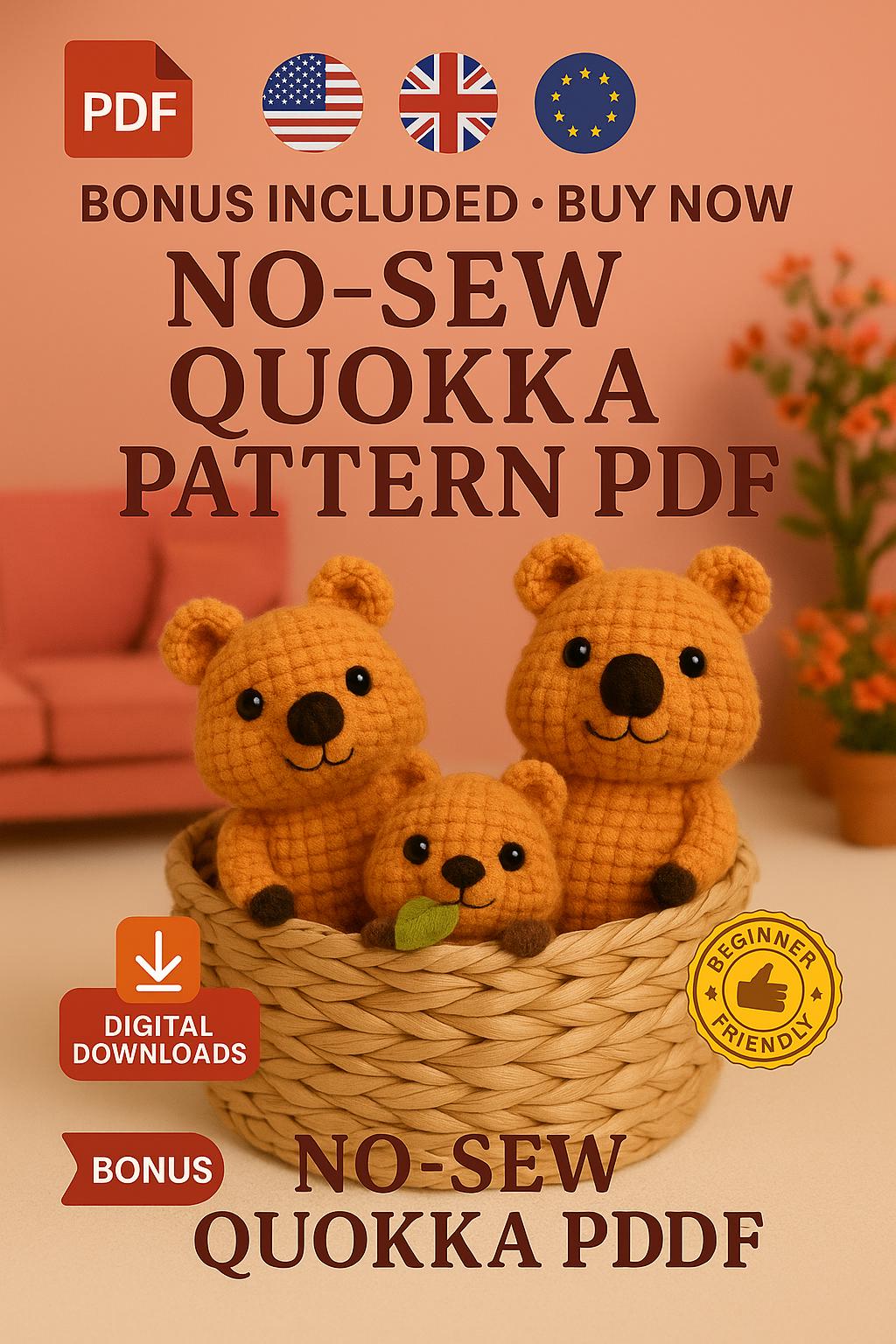 No‑sew Quokka Crochet Pattern Bundle | PDF Digital Download | Beginner ...