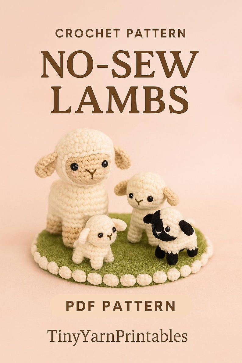 No-sew Crochet Lamb Pattern – 3-in-1 Amigurumi Sheep Family – Easy ...