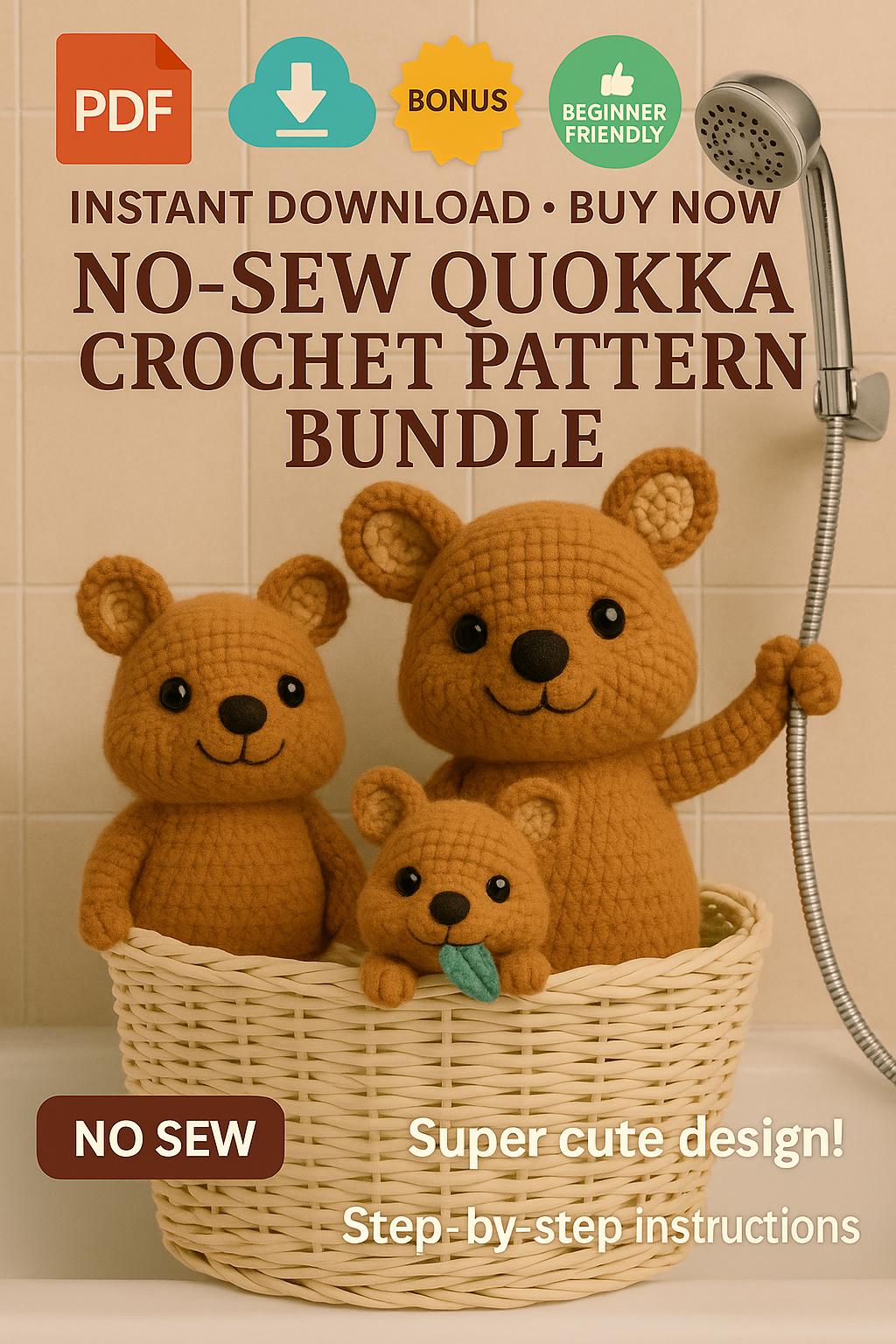 No‑sew Quokka Crochet Pattern Bundle | PDF Digital Download | Beginner ...