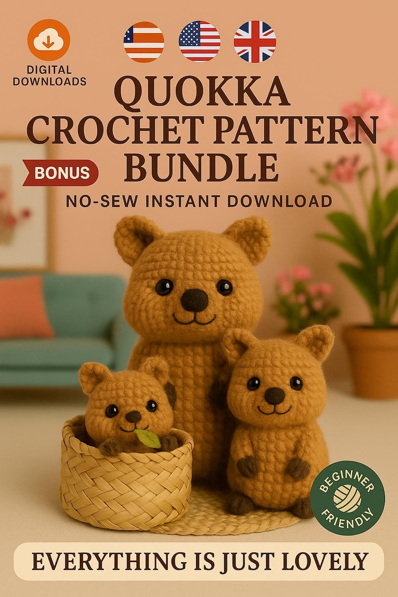 No‑sew Quokka Crochet Pattern Bundle | PDF Digital Download | Beginner ...