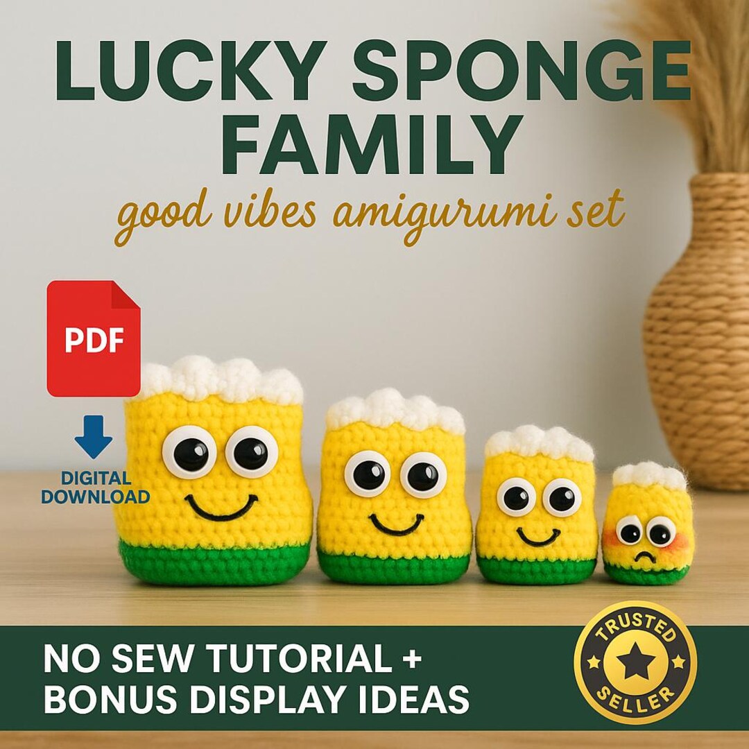 Funny Sponge Family Crochet Pattern PDF – Easy No-sew Amigurumi for ...