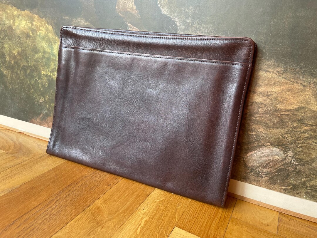 Vintage Brown Leather Document Portfolio - Etsy