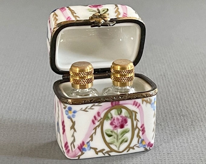 Limoges France Perfume Bottles in Domed Chest Box / Limoges Porcelain ...