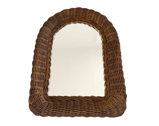 Vintage Arched Natural Wicker Mirror and Frame Original Finish - Etsy