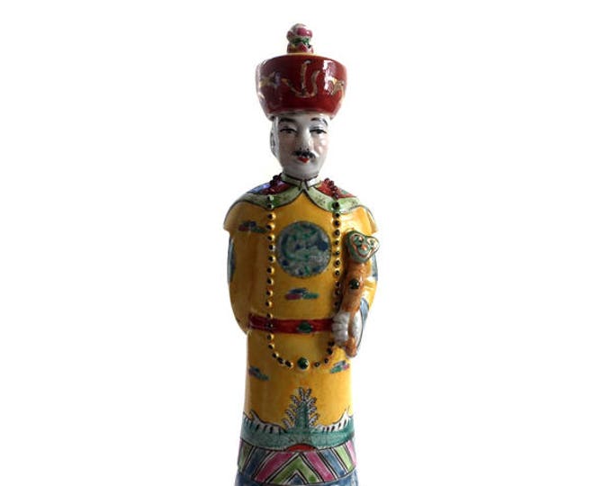 Vintage Wucai Porcelain Statue Chinese Emperor Qing Imperial Dynasty - Etsy