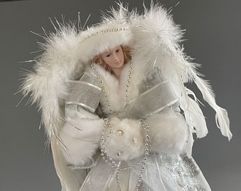White Fur Tree Topper - Etsy