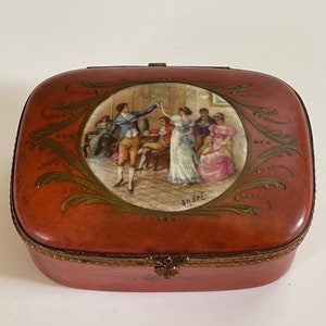 Antique French FBS Trinket Box / France Hand Painted FBS Signed Andre ...