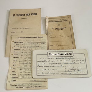 Ephemera Catholic School Report Cards Sunday School Record Promotion ...