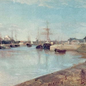 Art the Harbor at Lorient, 1869 by Berthe Morisot Print on Board With ...