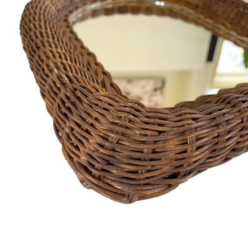 Vintage Arched Natural Wicker Mirror and Frame Original Finish | Etsy