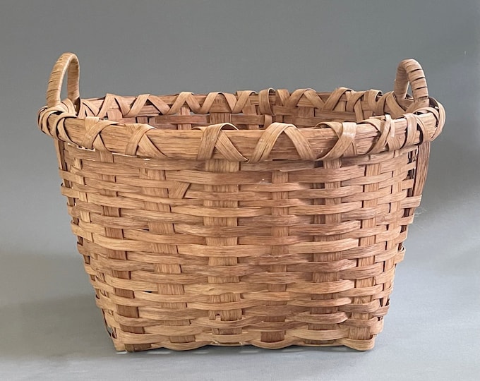 Appalachian Hand-woven Splint Oak Market Harvest Basket / Gathering Basket / Double Handled ...