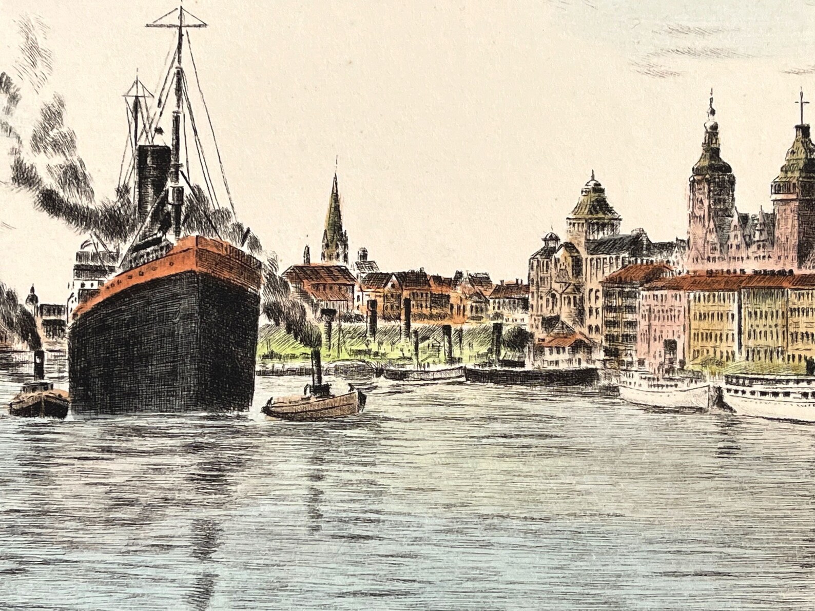 Original Maritime Etching Hand Tinted Art by Artist Kuhlen / Maritime ...